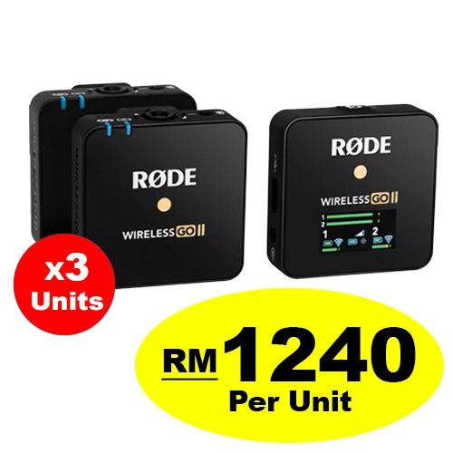 Rode Wireless GO II 2-Person Compact Digital Wireless Microphone System Recorder (3 Units ...