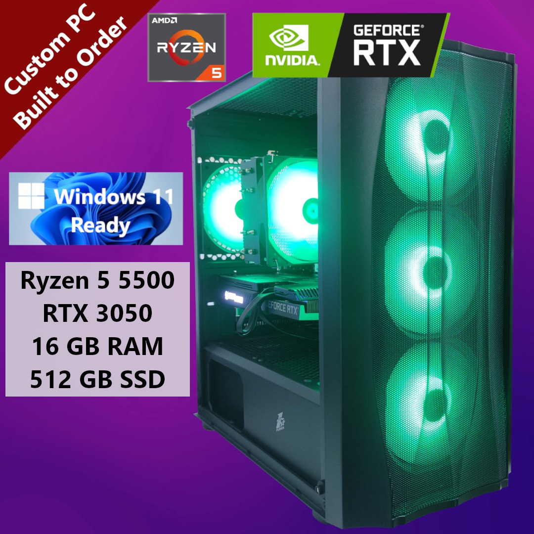 Ryzen 5 5500 RTX 3050 8GB Budget Gaming Computer PC Custom PC ...