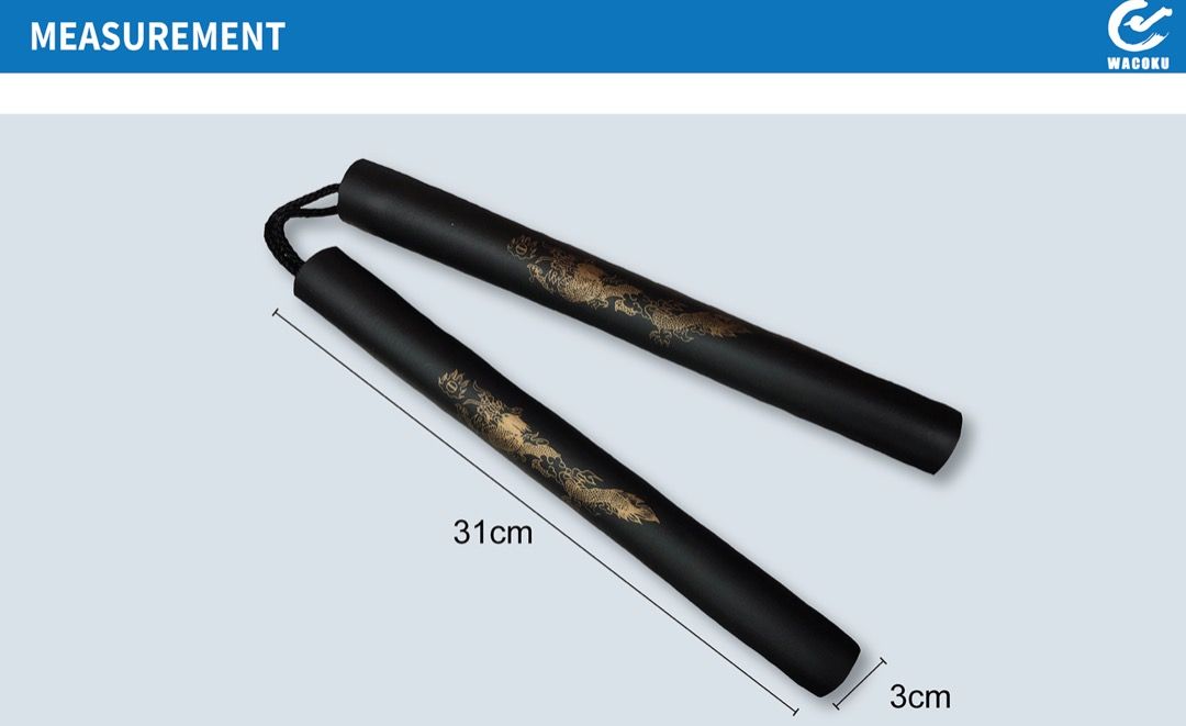 [SALE] Wacoku 12" String Foam Nunchaku With Dragon, Sports Equipment ...