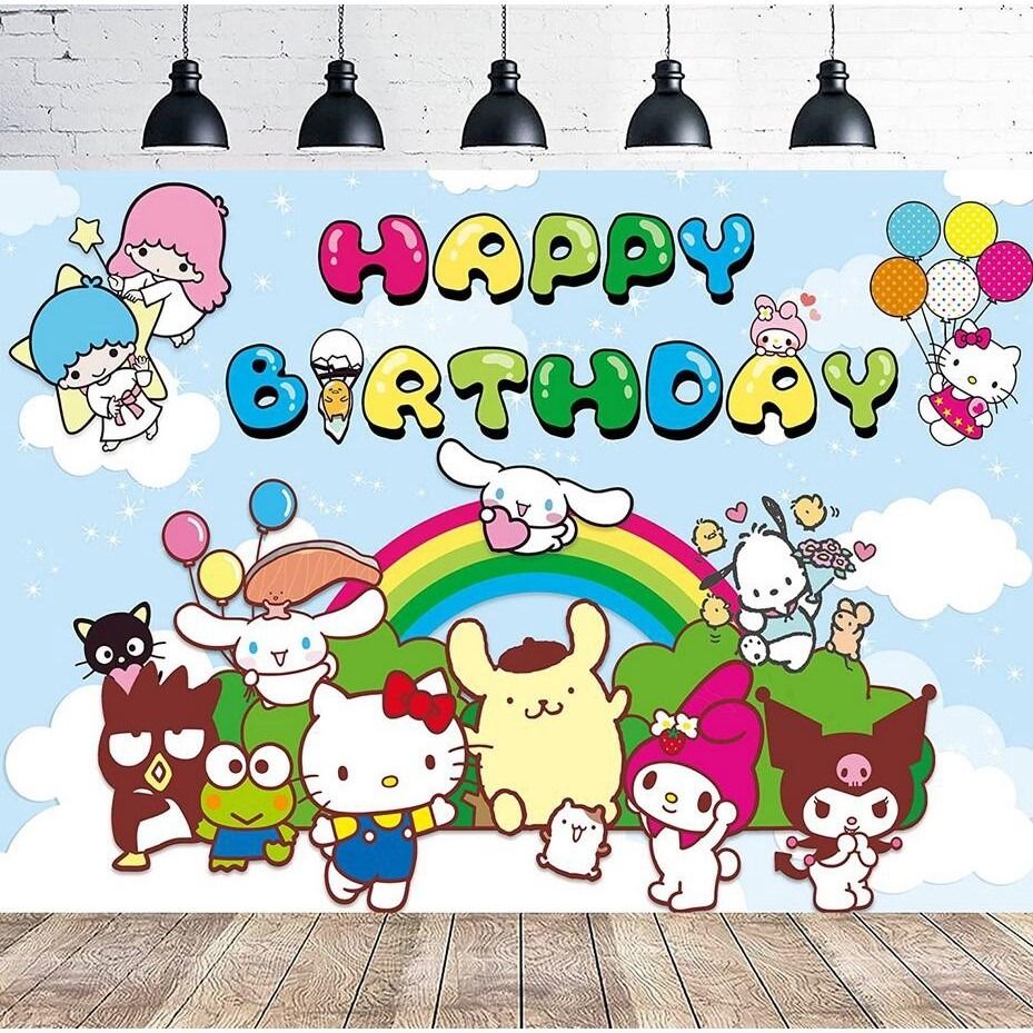 Sanrio Series Birthday Theme Party Decorations Happy Birthday Banner ...