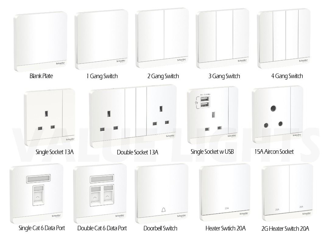 Schneider AvatarOn Antibacterial White Switch Socket Anti Bacteria, TV ...