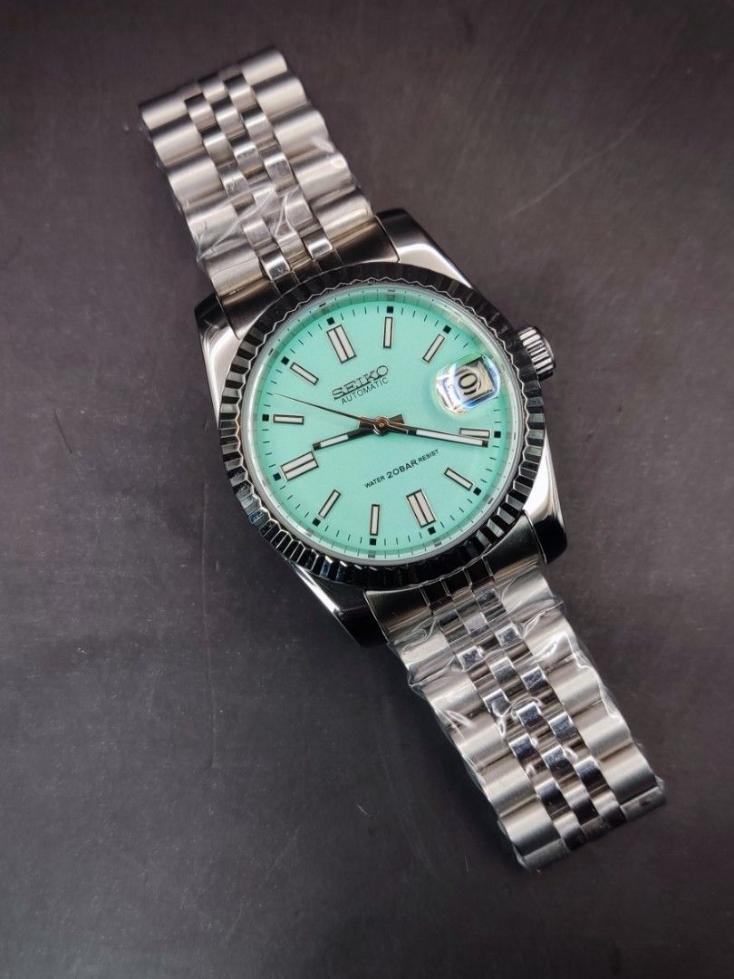 Seiko mod tiffany green datejz, Men's Fashion, Watches & Accessories ...