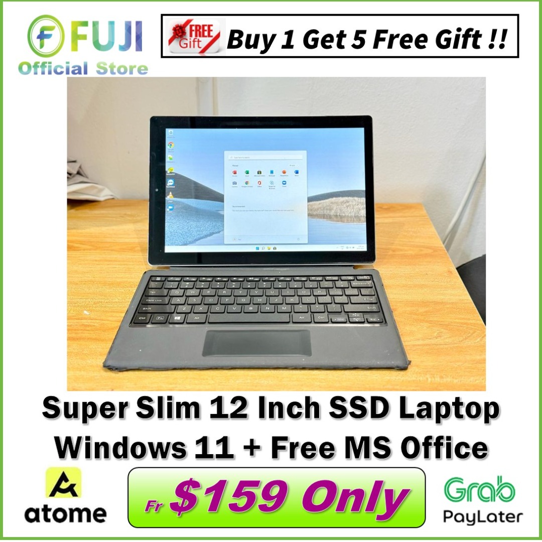 Slim 12 Inch SSD Touch Screen Laptop - SSD Drive - Free MS Office ...