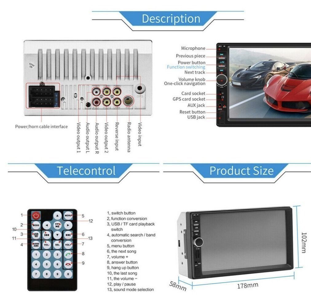 SMARTLINK 7", Bluetooth FM/USB/TF/Android &IOS Phone Mirrorlink MP5 ...