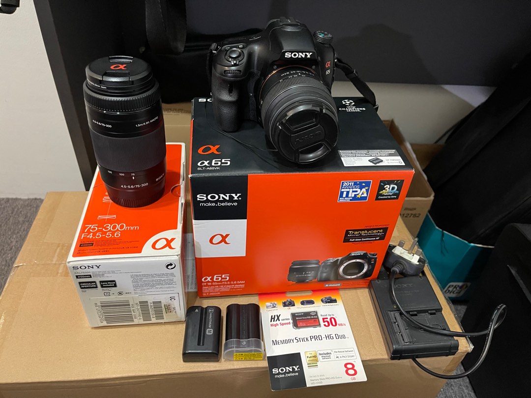 Sony A65, 18-55mm lens, 75-300mm lens, Photography, Cameras on Carousell