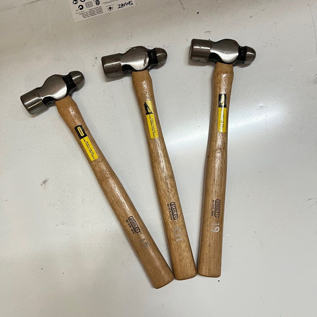 Stanley 54-016 Ball Pein 16 oz Hammer, Carbon Steel Head, Straight Hickory Handle, Furniture ...
