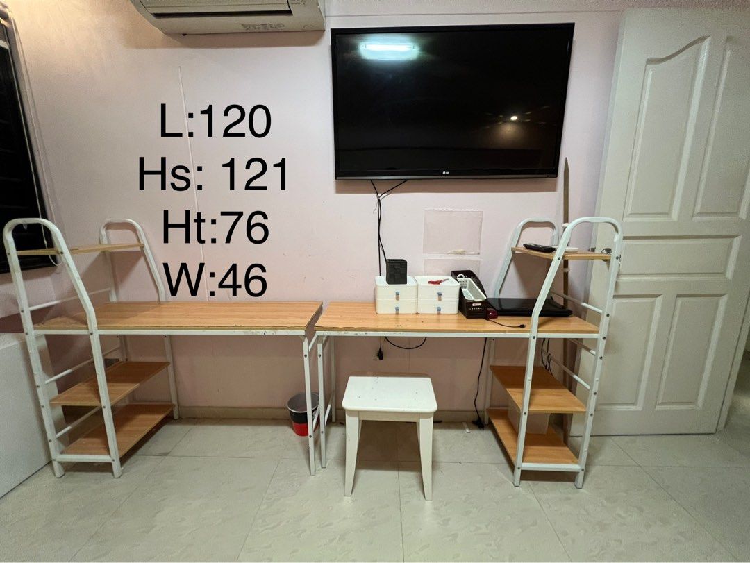 Study table with rack shelves, Furniture & Home Living, Furniture ...