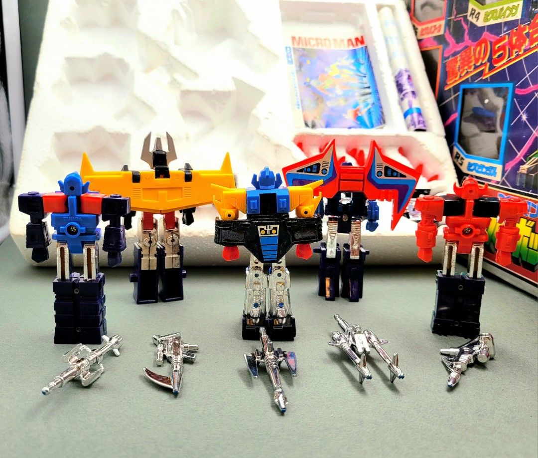 Takara 微星小超人 microman Diaclone V 5体合体 5合一 boxset，5槍全齊，齊件，有原裝書仔說明書，玩具本体 ...