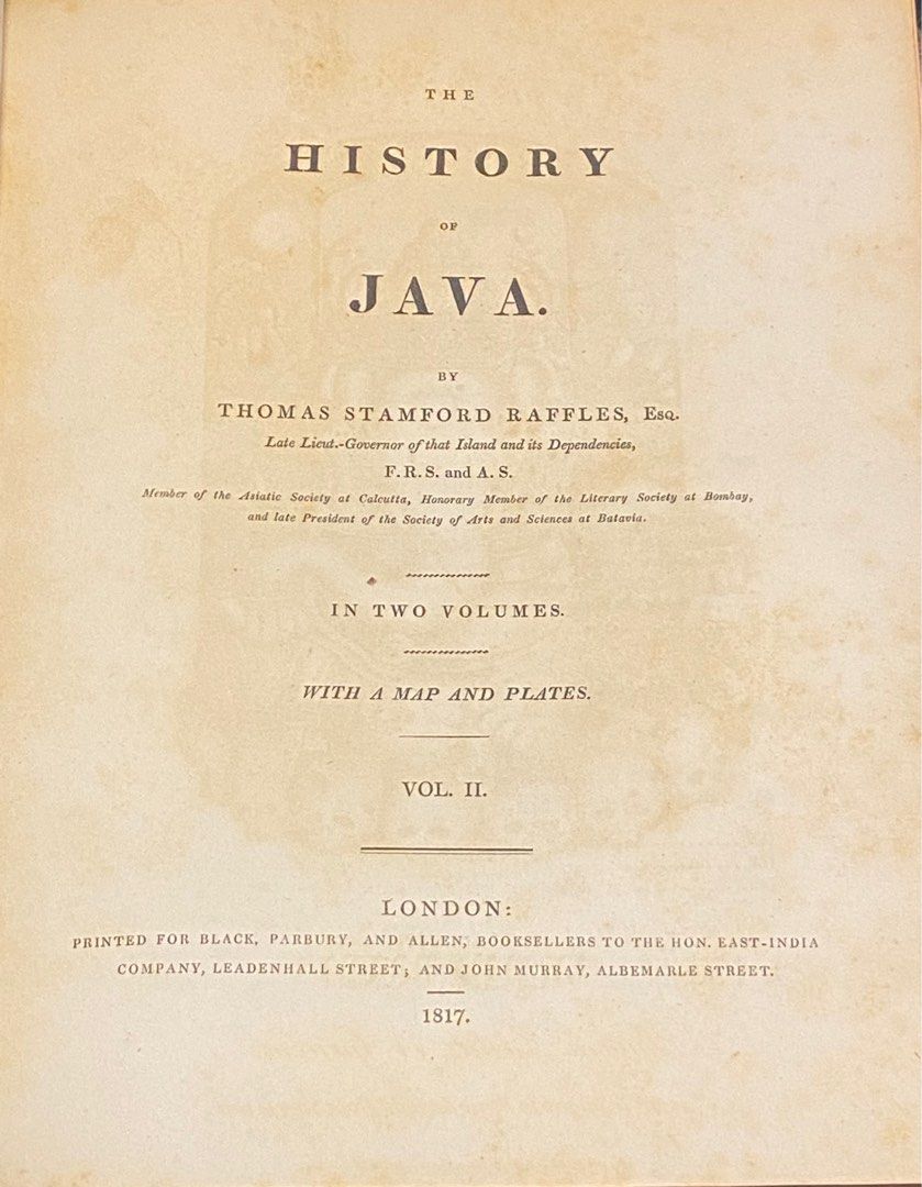 The History of Java by Sir Thomas Stamford Raffles (Antique book, 1st ...