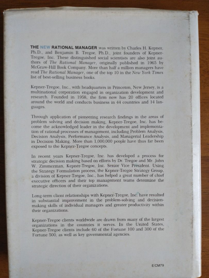 The New Rational Manager by Kepner & Tregoe, Hobbies & Toys, Books ...