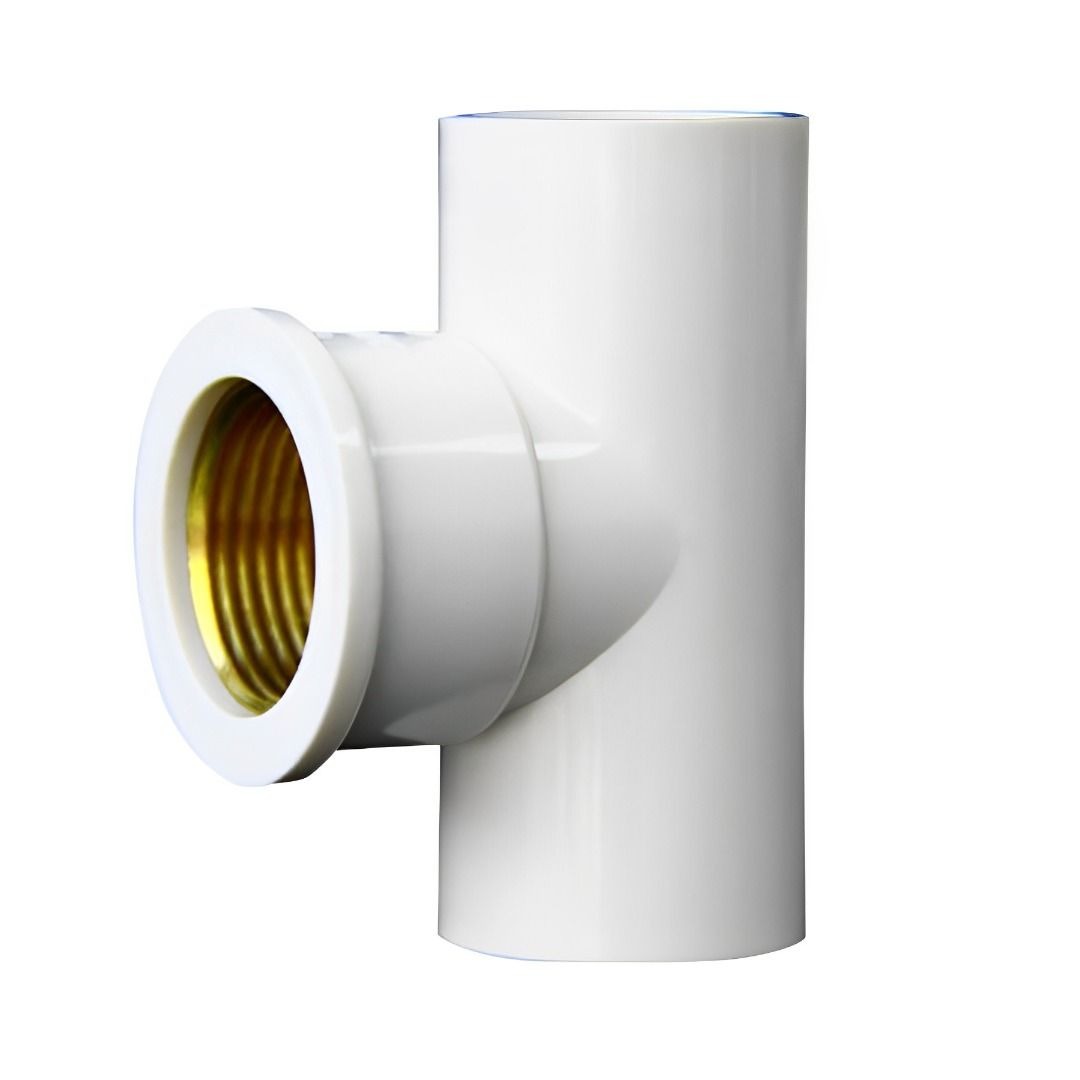 threaded female tee with brass, coupling, fittings, pipe works, piping ...