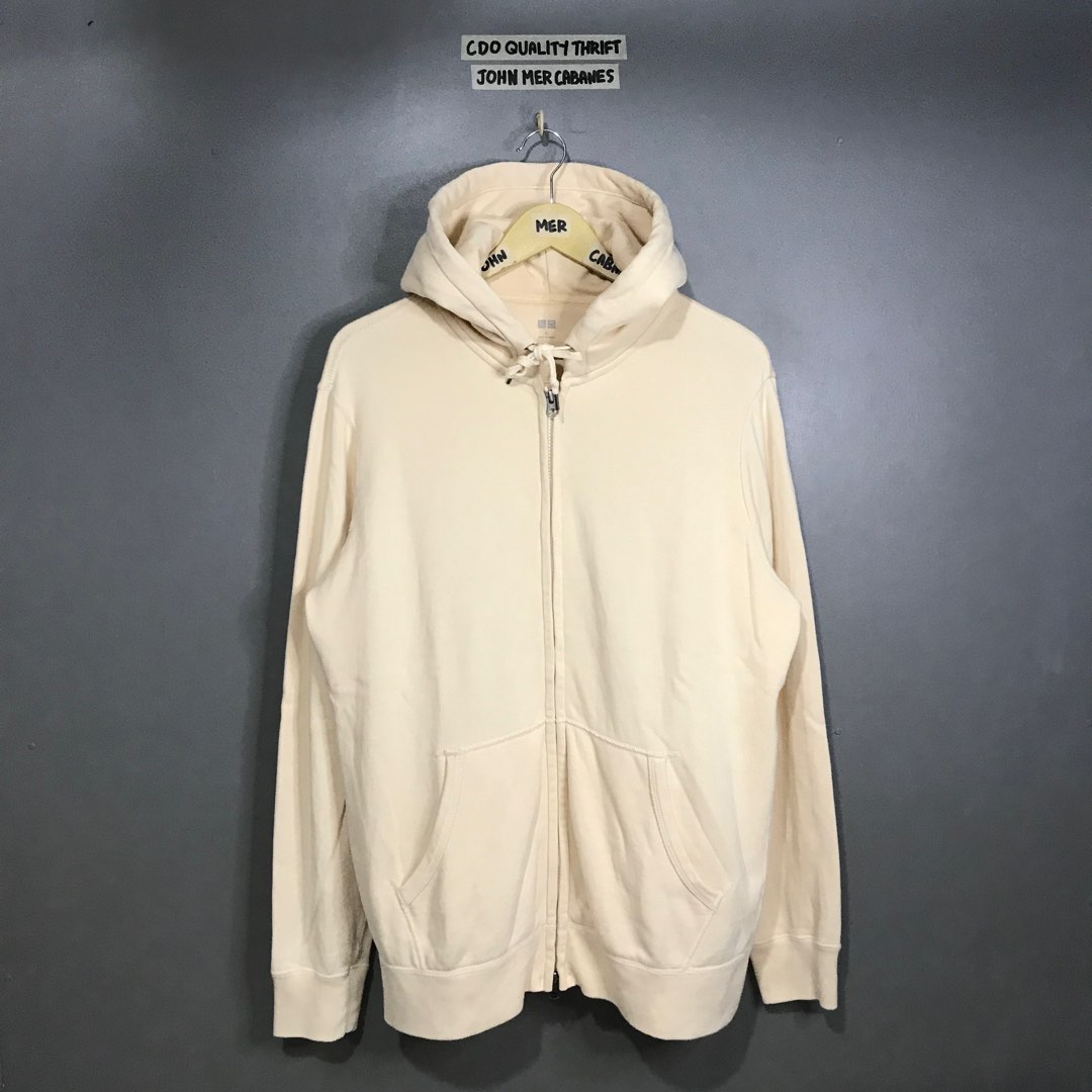 UNIQLO HOODIE JACKET CREAM on Carousell