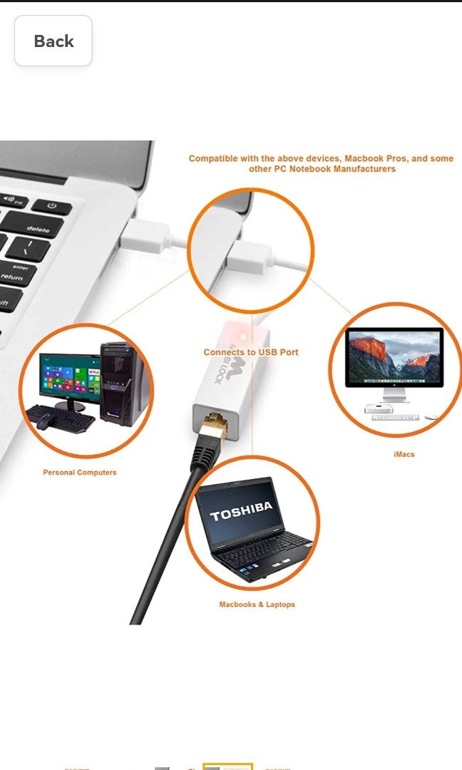 USB Ethernet (LAN) Network Adapter Compatible with Laptops, Computers ...