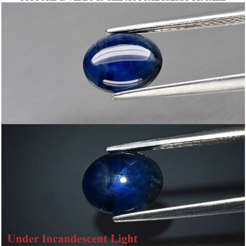 1.76ct 8x6.5mm Oval Cabochon Blue 6 Ray Star Sapphire Unheated Thailand ...