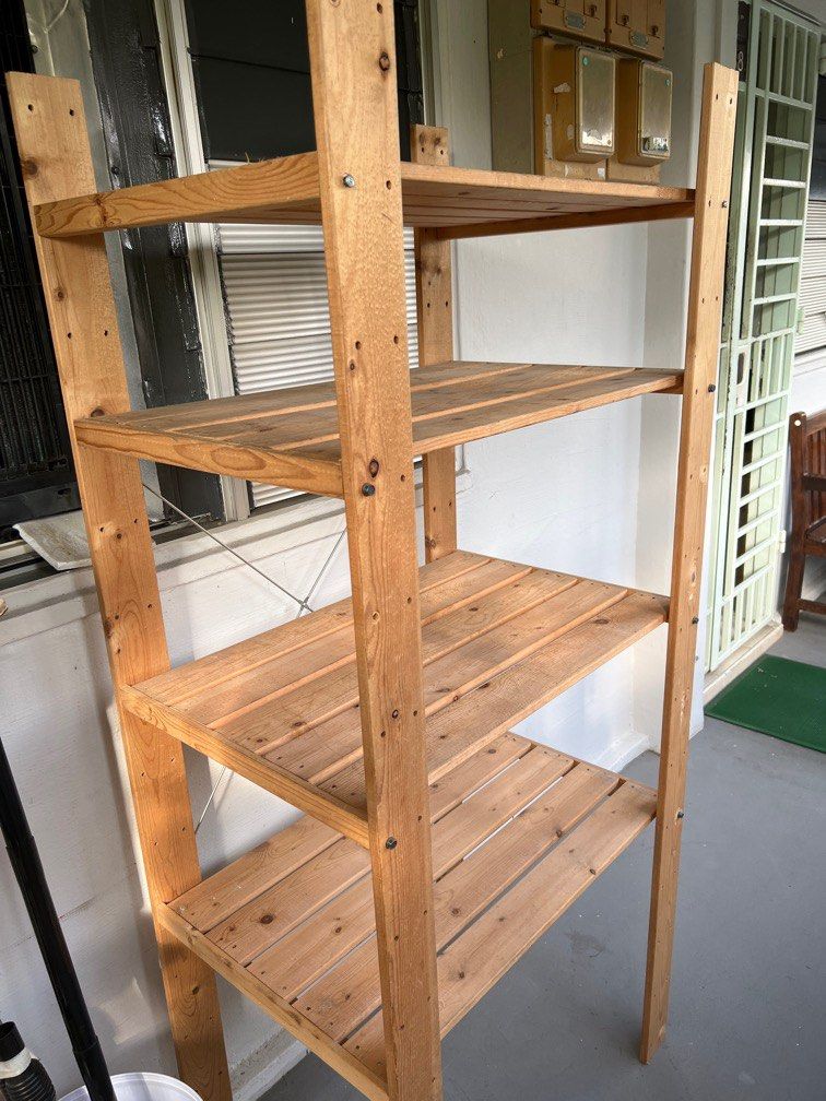4 tier ikea Wooden Rack, Furniture & Home Living, Furniture, Shelves ...