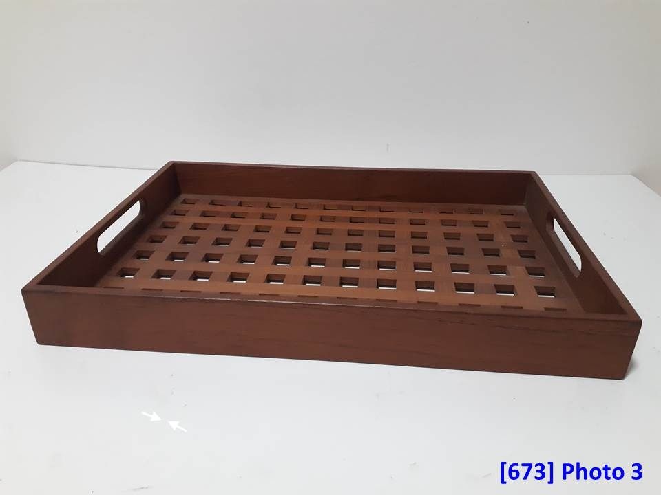 [673] Solid Teak Strips Elegant Display Tray, Furniture & Home Living ...