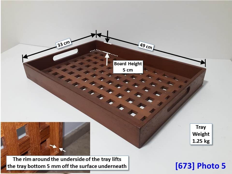 [673] Solid Teak Strips Elegant Display Tray, Furniture & Home Living ...