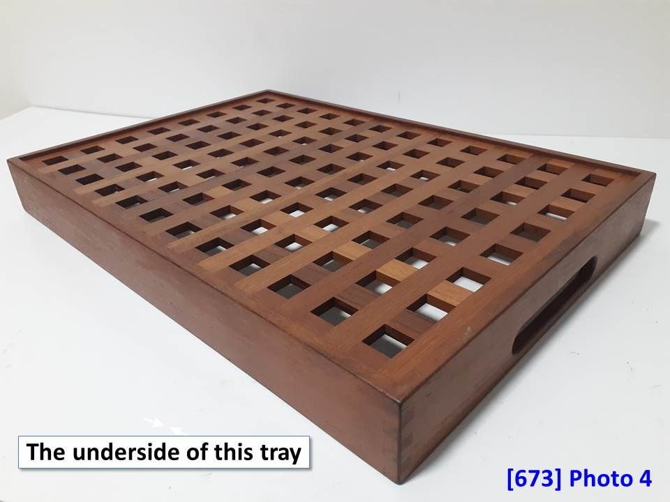 [673] Solid Teak Strips Elegant Display Tray, Furniture & Home Living ...