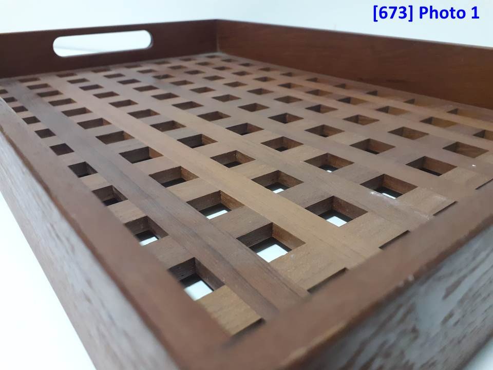 [673] Solid Teak Strips Elegant Display Tray, Furniture & Home Living ...