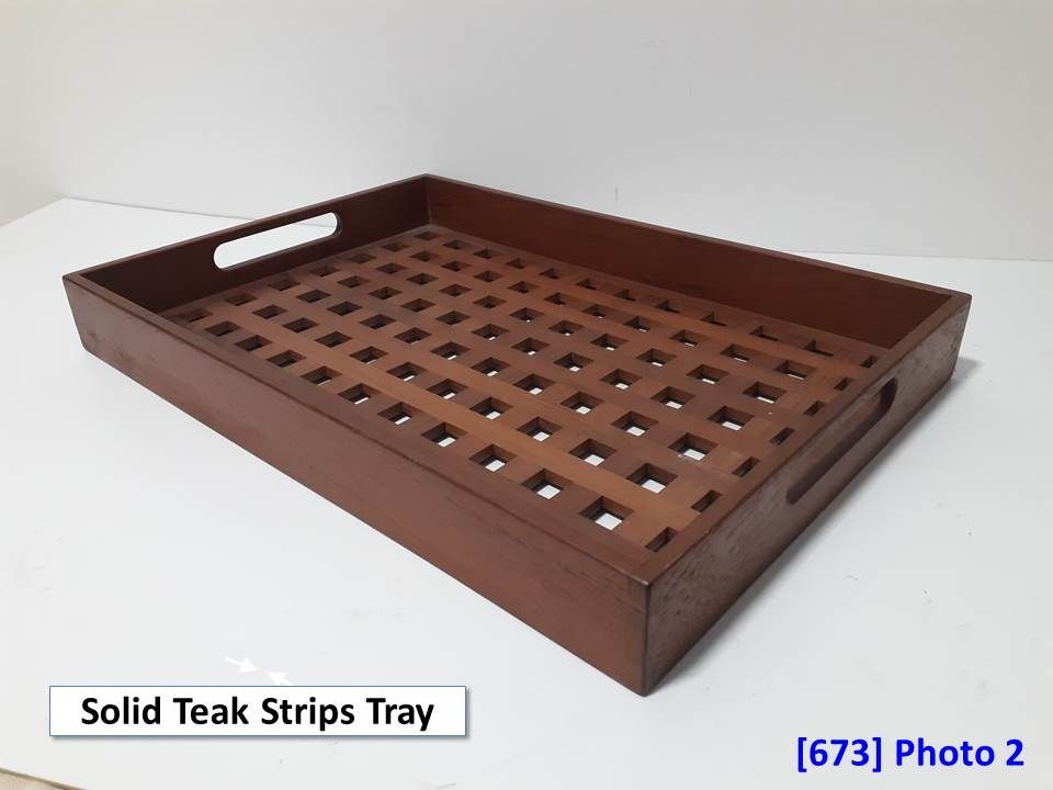 [673] Solid Teak Strips Elegant Display Tray, Furniture & Home Living ...