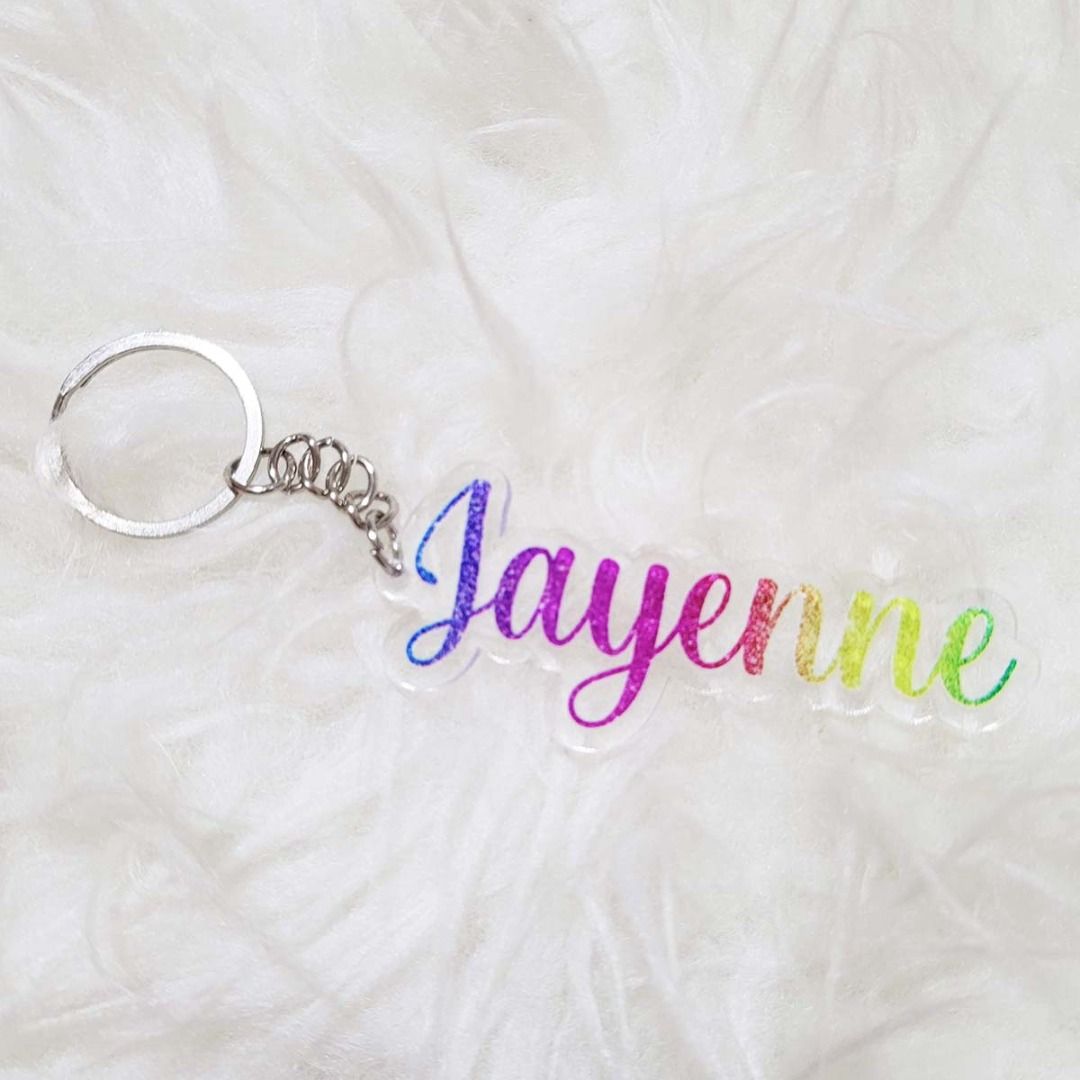 Acrylic Name Keychains - Glitter Rainbow - Personalized Kids Birthday ...