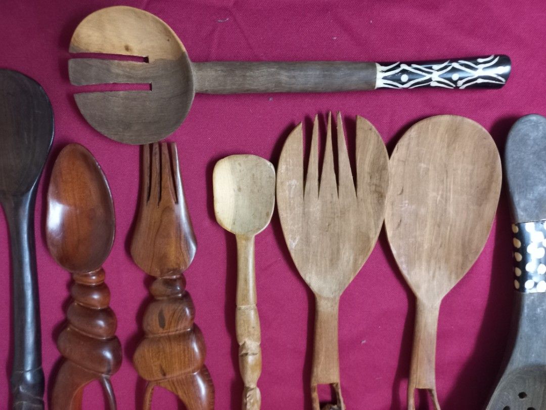 African Wooden Decorative Cutlery Set Vintage, Hobbies & Toys ...