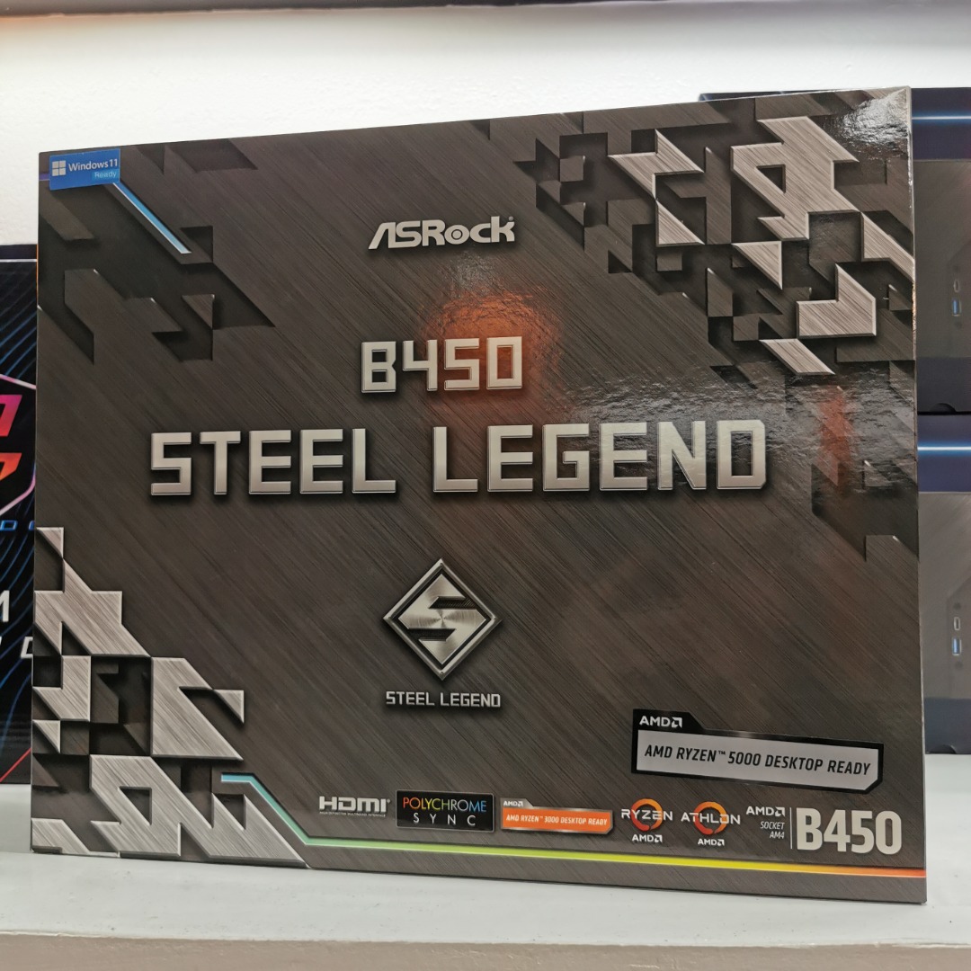 Asrock B450 Steel Legend Ryzen AM4 uATX Motherboard Asrock PH Unit ...