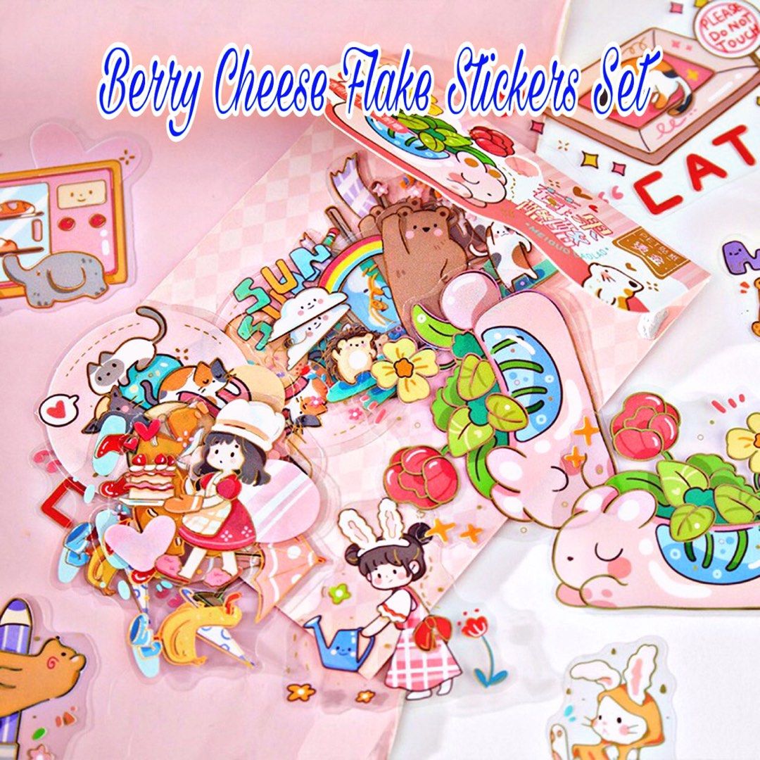 Berry Cheese Flake Stickers Set - Sticker Unik - Sticker Lucu, Buku ...
