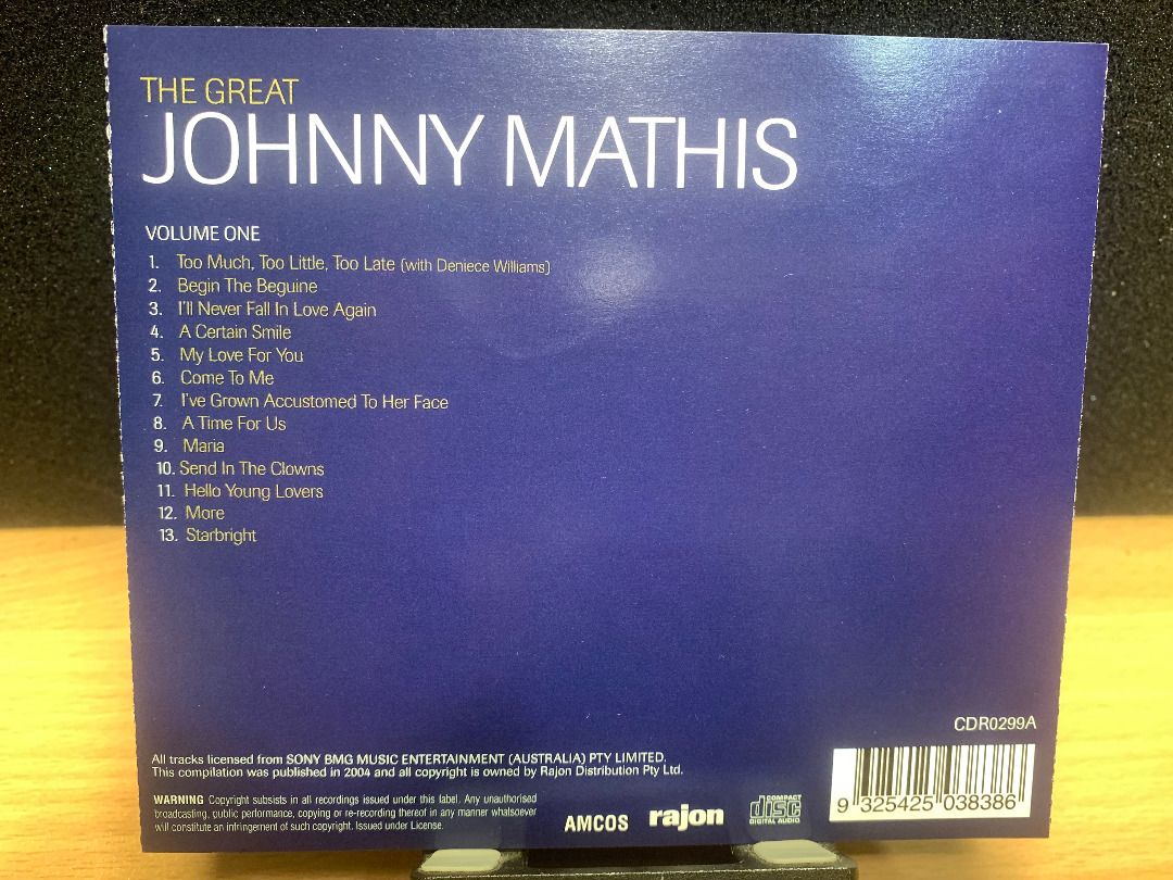 CD - Johnny Mathis - The Great Johnny Mathis Vol 1, Hobbies & Toys ...