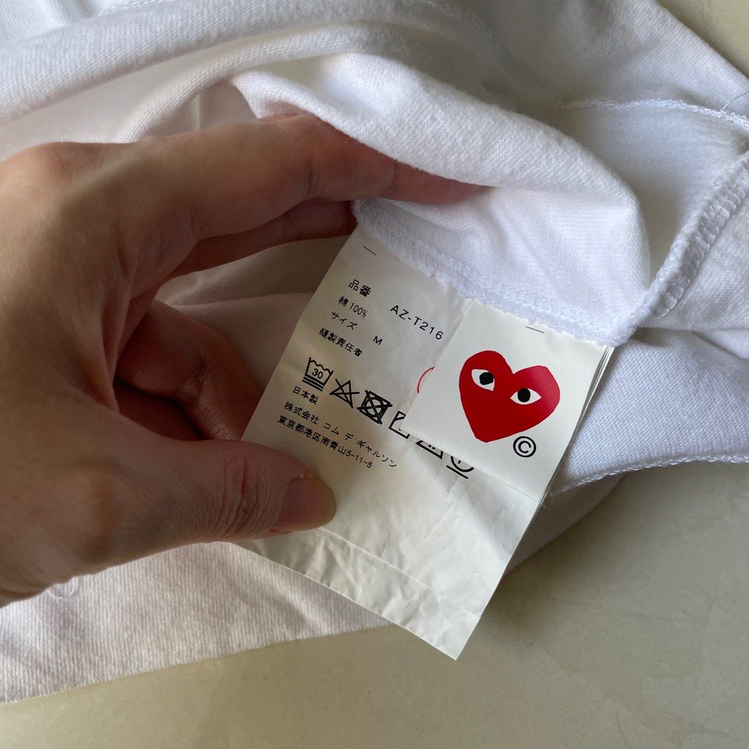 CDG Comme Des Garcons Play Tshirt Authentic, Fesyen Pria, Pakaian ...