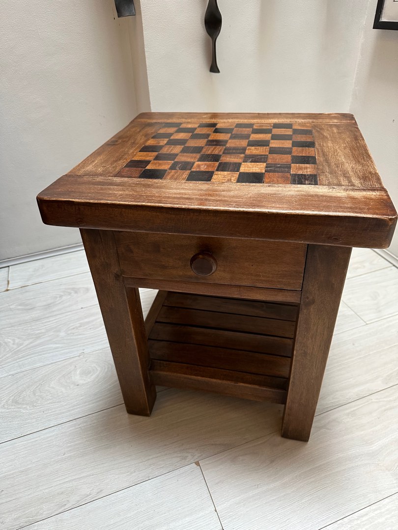 Chess Side Table with Drawer on Carousell