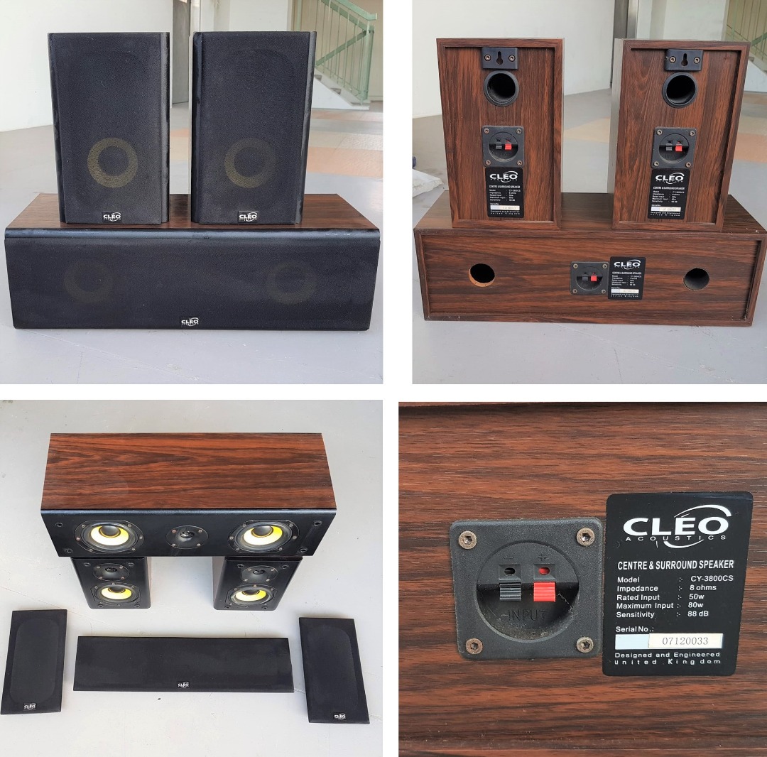 CLEO Acoustics, United Kingdom, Powerful 240 watts, Model CY-3800CS, Set of 3 Speakers System ...