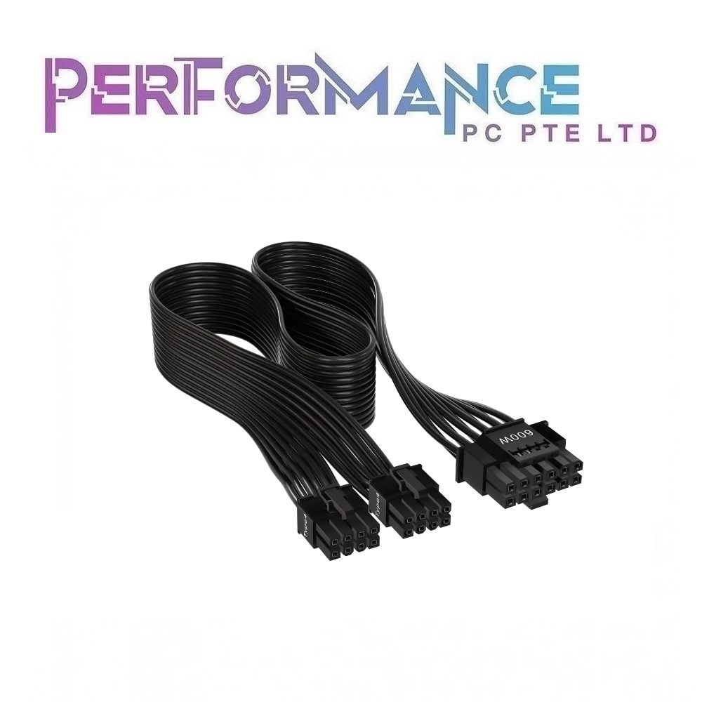 CORSAIR 600W PCIe 5.0 / Gen 5 12VHPWR Type-4 12 Pin to 2x8 Pin PSU ...