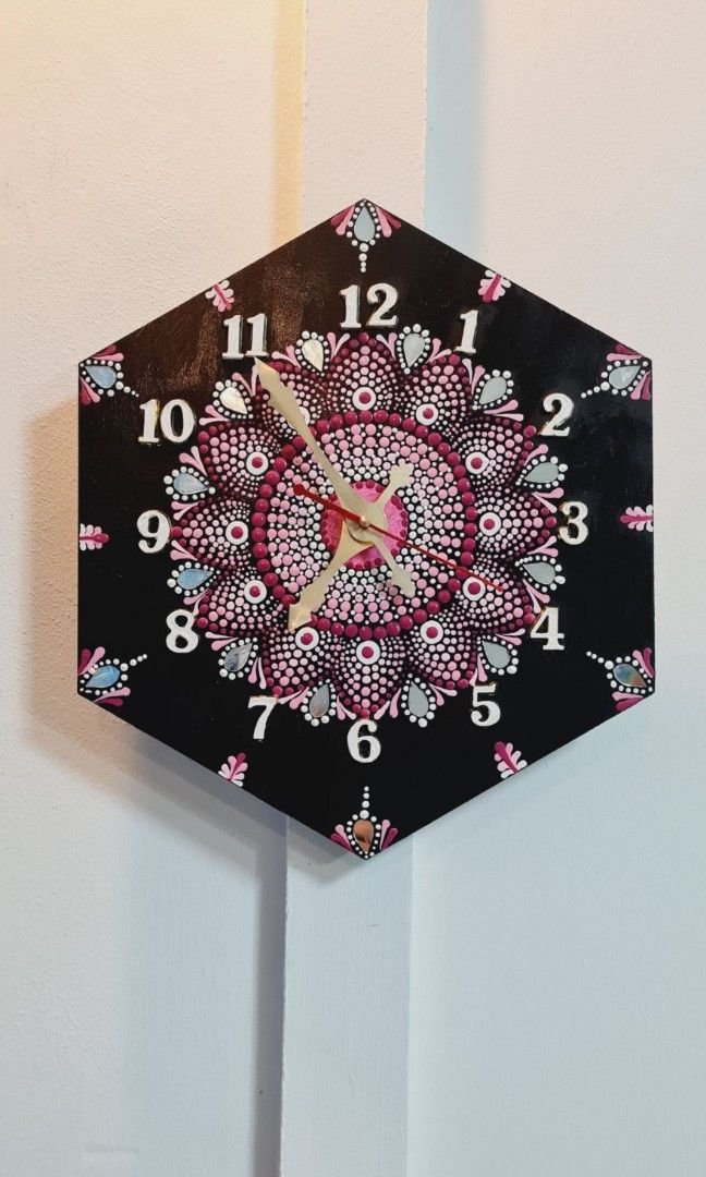 Dot mandala art clock, Furniture & Home Living, Home Decor, Clocks on Carousell