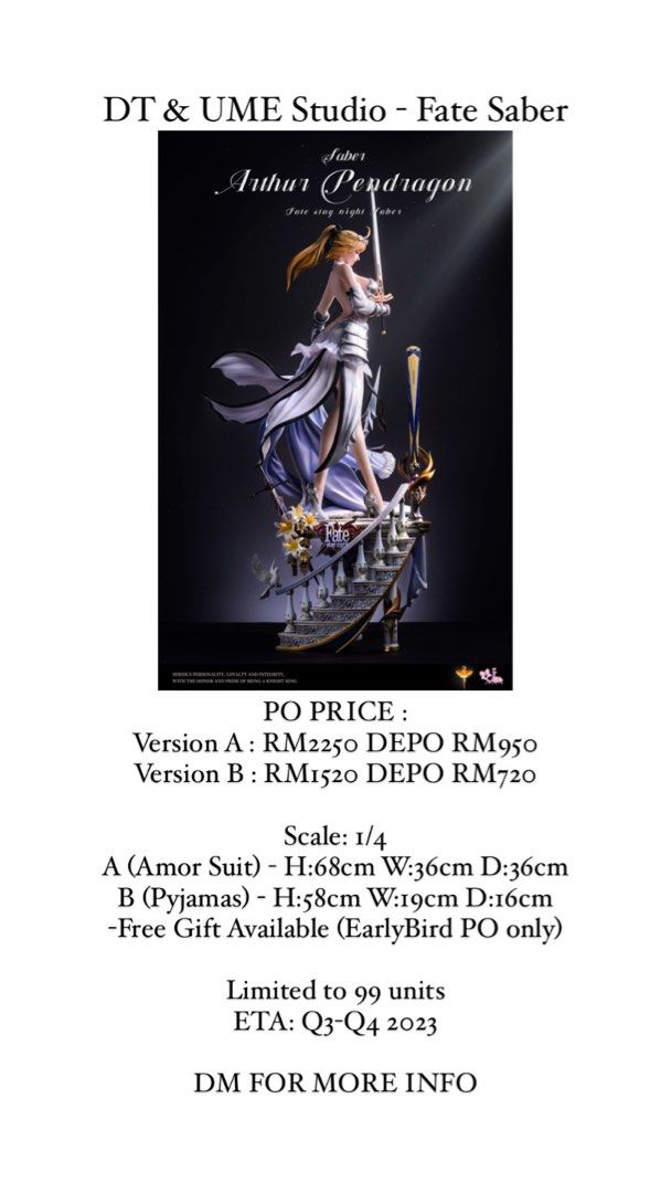 DT & UME Studio - Fate Saber, Hobbies & Toys, Toys & Games on Carousell
