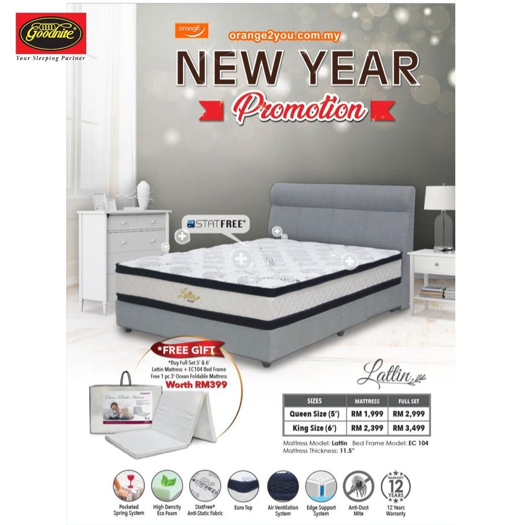 Goodnite Full Set Lattin 11.5inch Mattress With Bed Frame (EC 104 ...