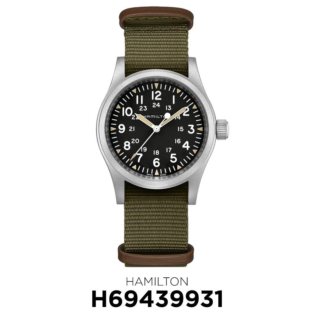 Hamilton Black Dial Military Khaki Field Mechanical Automatic Watch ...