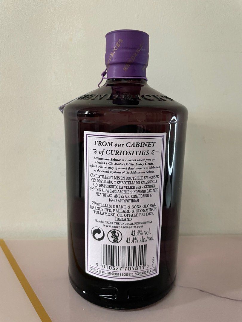 Hendricks Midsummer Solstice Gin 700ml, Food & Drinks, Alcoholic ...