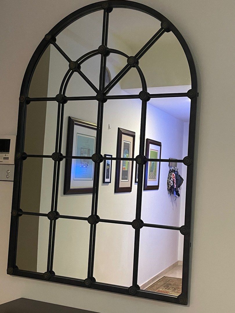 Iron Arched Window Mirror, Furniture & Home Living, Home Decor, Mirrors ...