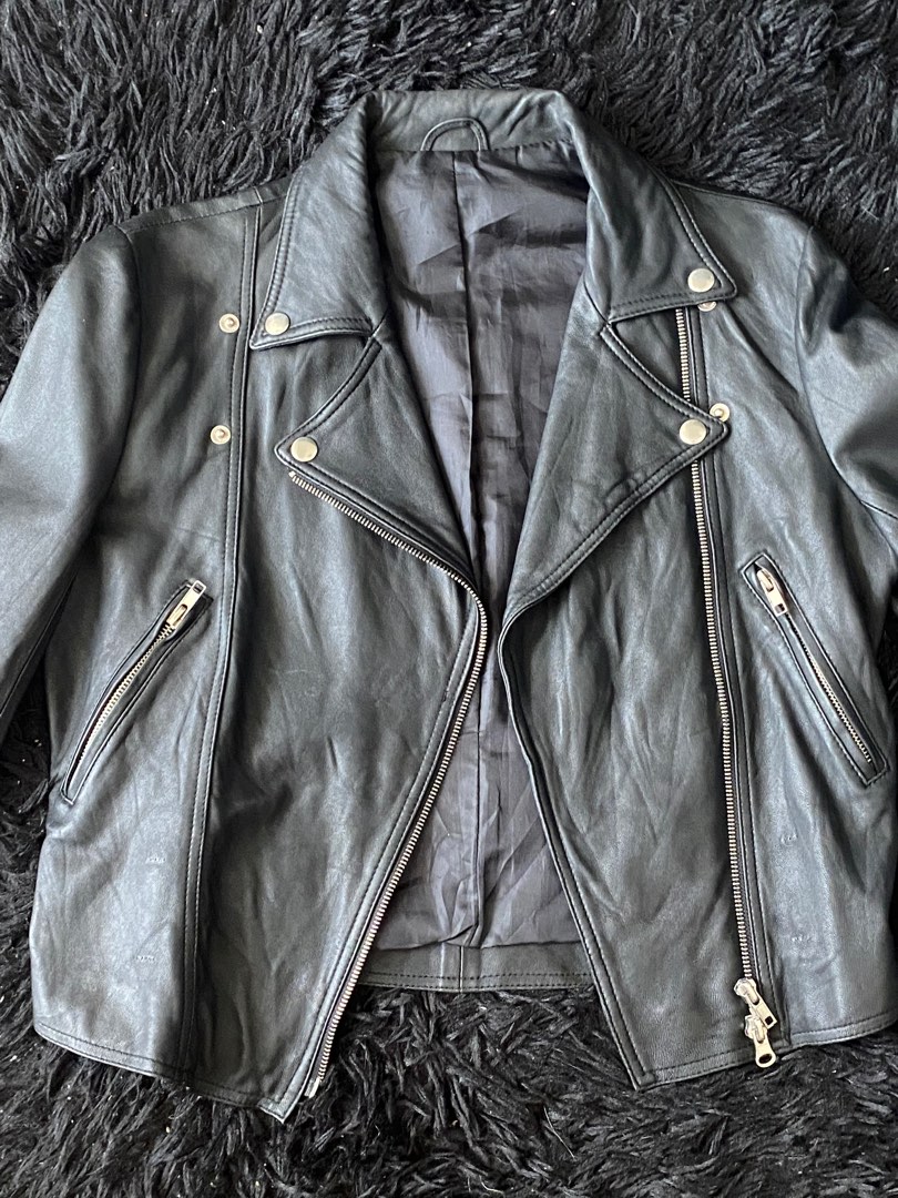 Japanese Thrifted Leather Jacket, Women's Fashion, Coats, Jackets and ...