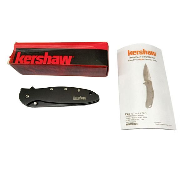 Kershaw 1660CKT Ken Onion Leek Assisted Flipper Open 3" Black Plain ...