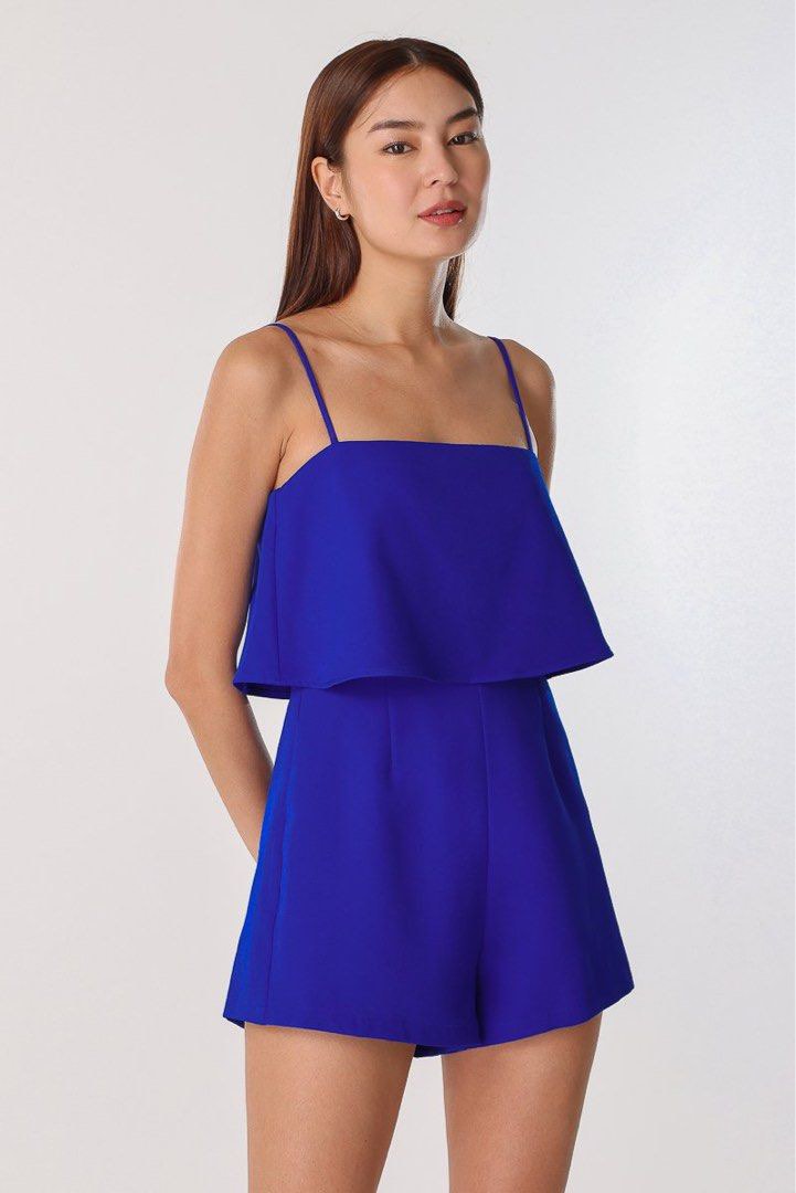 LOVET ATHENA OVERLAY ROMPER (COBALT BLUE), Women's Fashion, Dresses ...