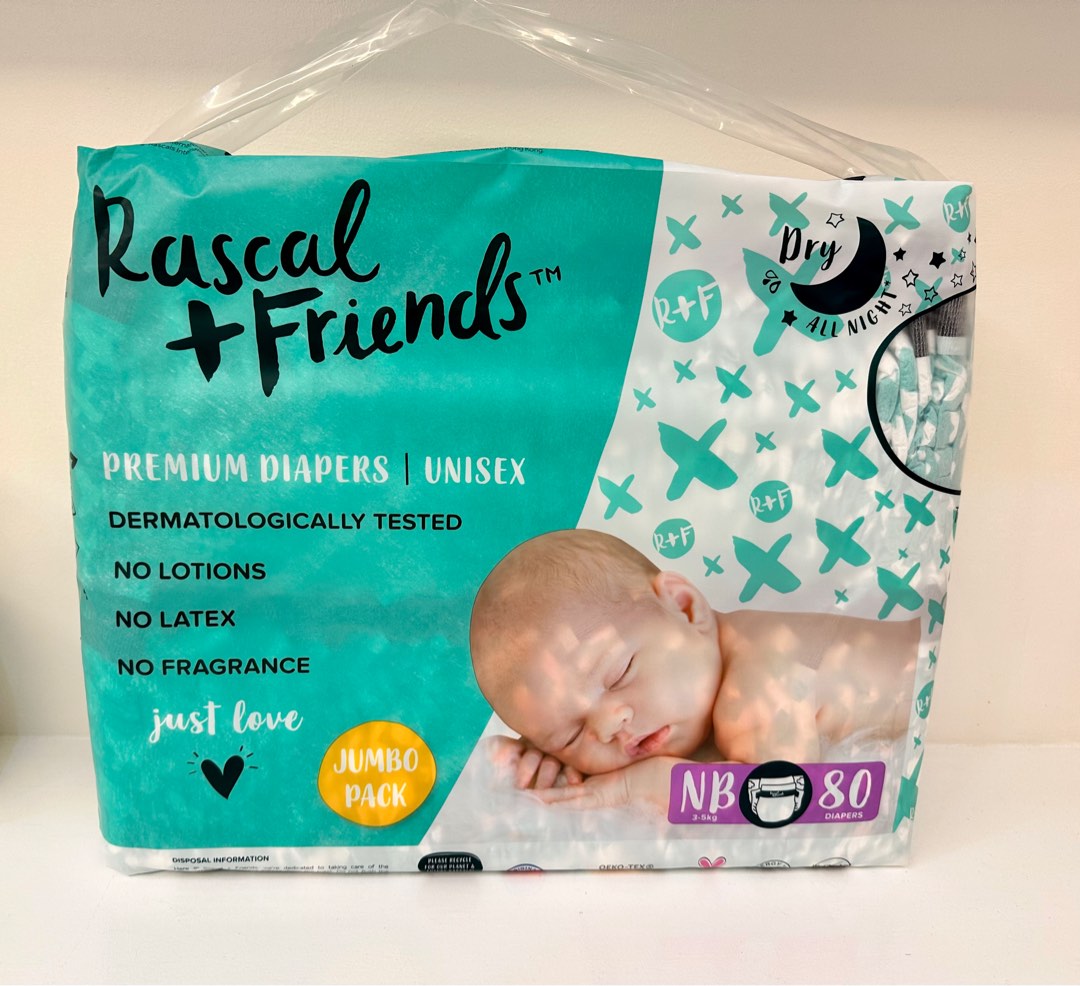 Newborn Rascal and Friends Diapers 80 pieces, Babies & Kids, Bathing ...