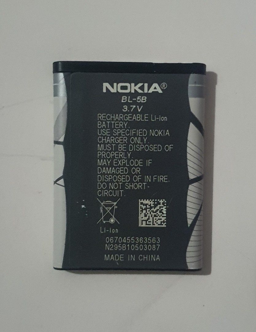 Nokia Original Battery Li-Ion-Polymer (BL-4B BL-4C BL-4U BL-5B BL-5C BL-5CT BL-5M BL-6C BL-6MT ...
