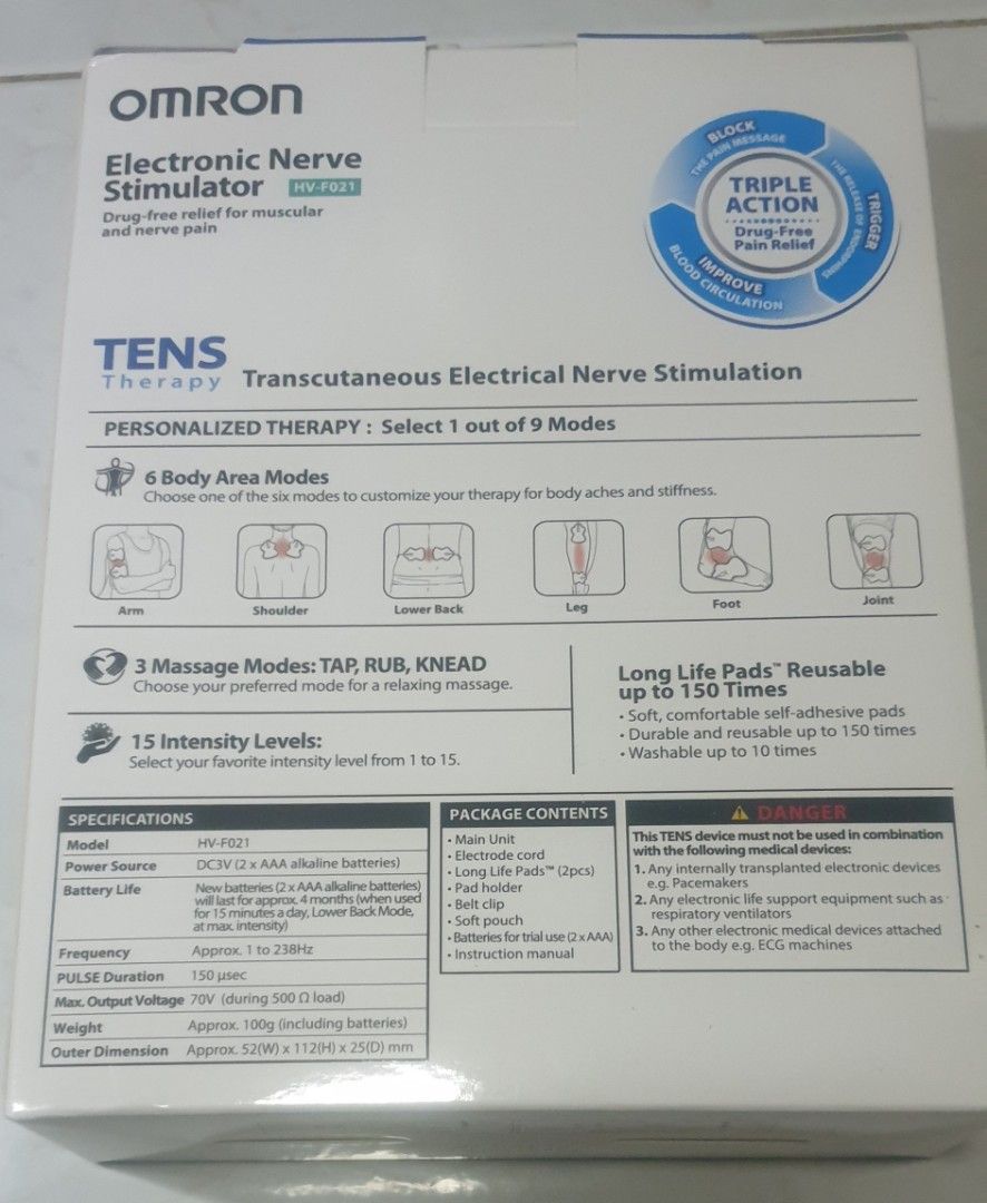 Omron Electronic Nerve Stimulator (TENS unit) HV-F021 [1 Year Local Warranty], Health ...
