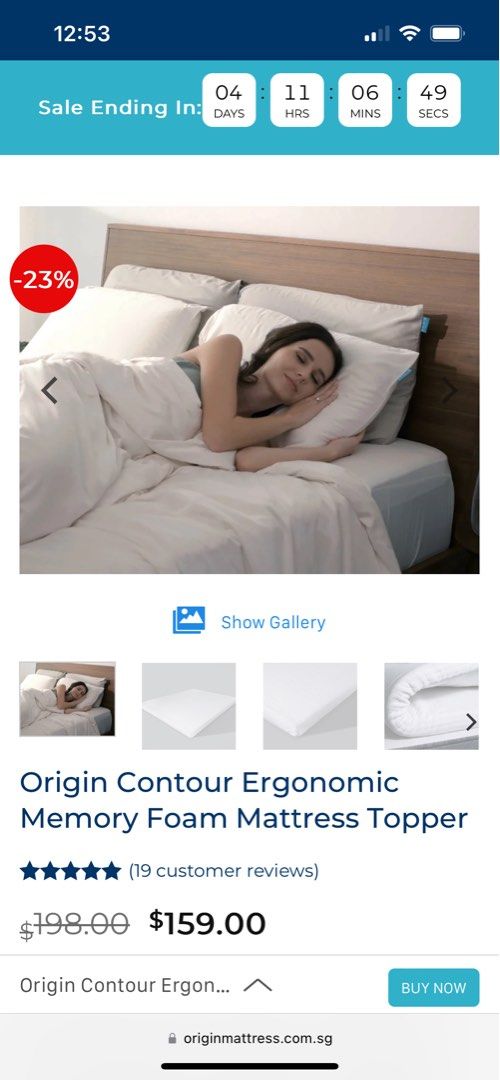 Origin Contour Ergonomic Memory Foam Mattress Topper, Furniture & Home Living, Furniture, Bed ...