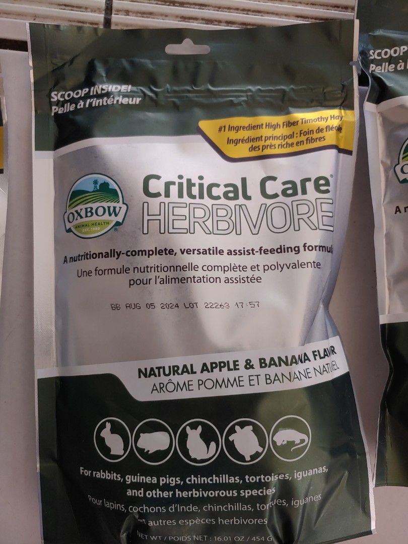 Oxbow critical care herbivore apple banana flavour 454g large packet ...