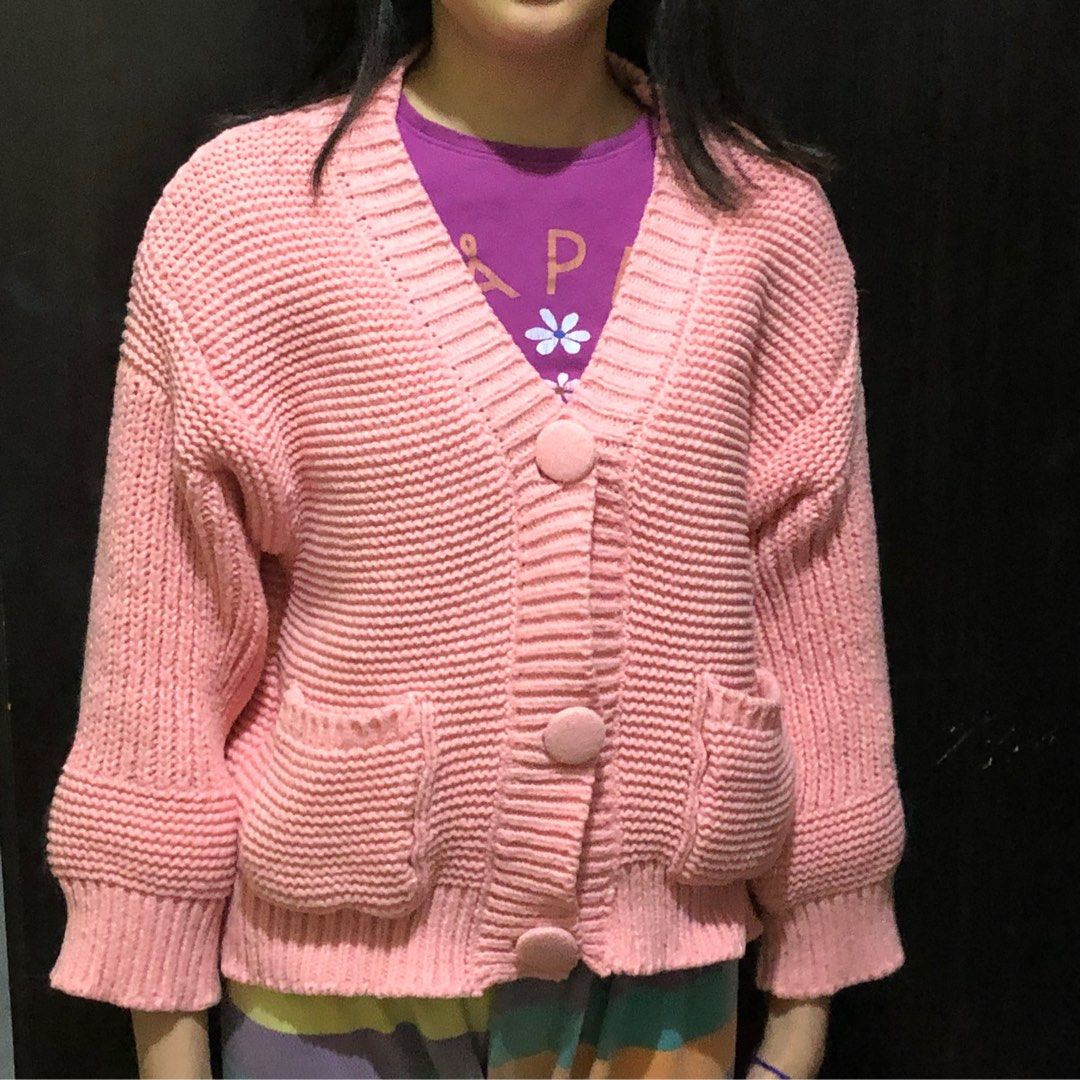 pink crochet cardigan, Women's Fashion, Tops, Longsleeves on Carousell
