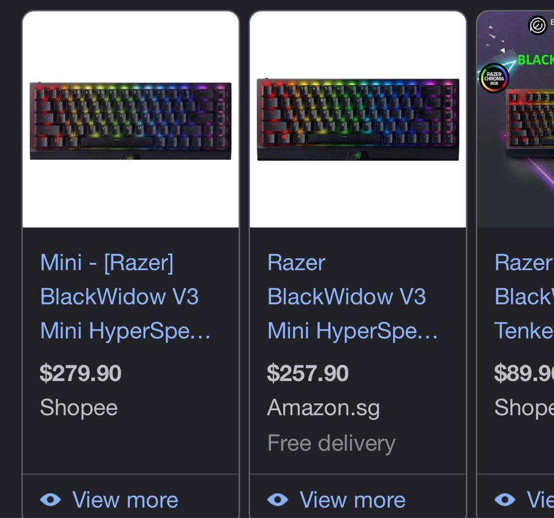 Razer BlackWidow V3 Mechanical Gaming Keyboard, Computers & Tech, Parts ...