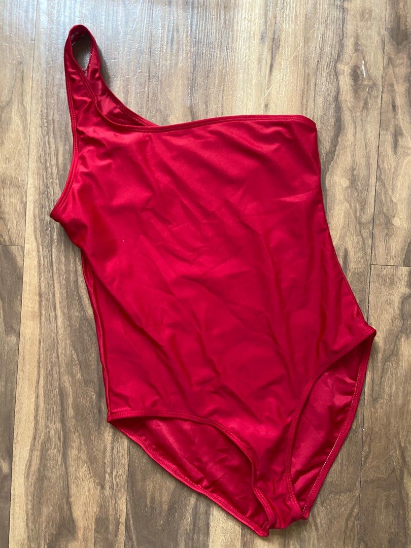 Red one side venus cut swimsuit one piece on Carousell
